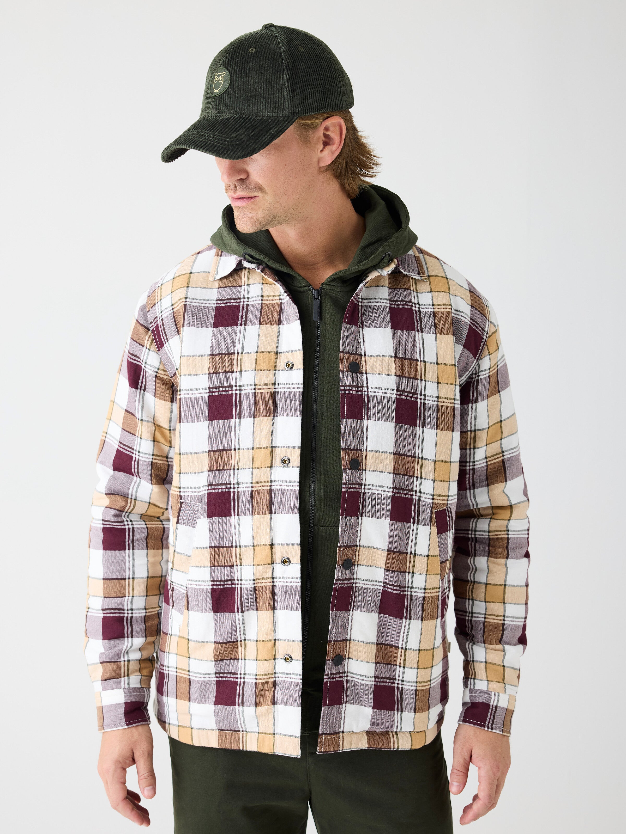 Organic Cotton Padded Overshirt OCS - Red check