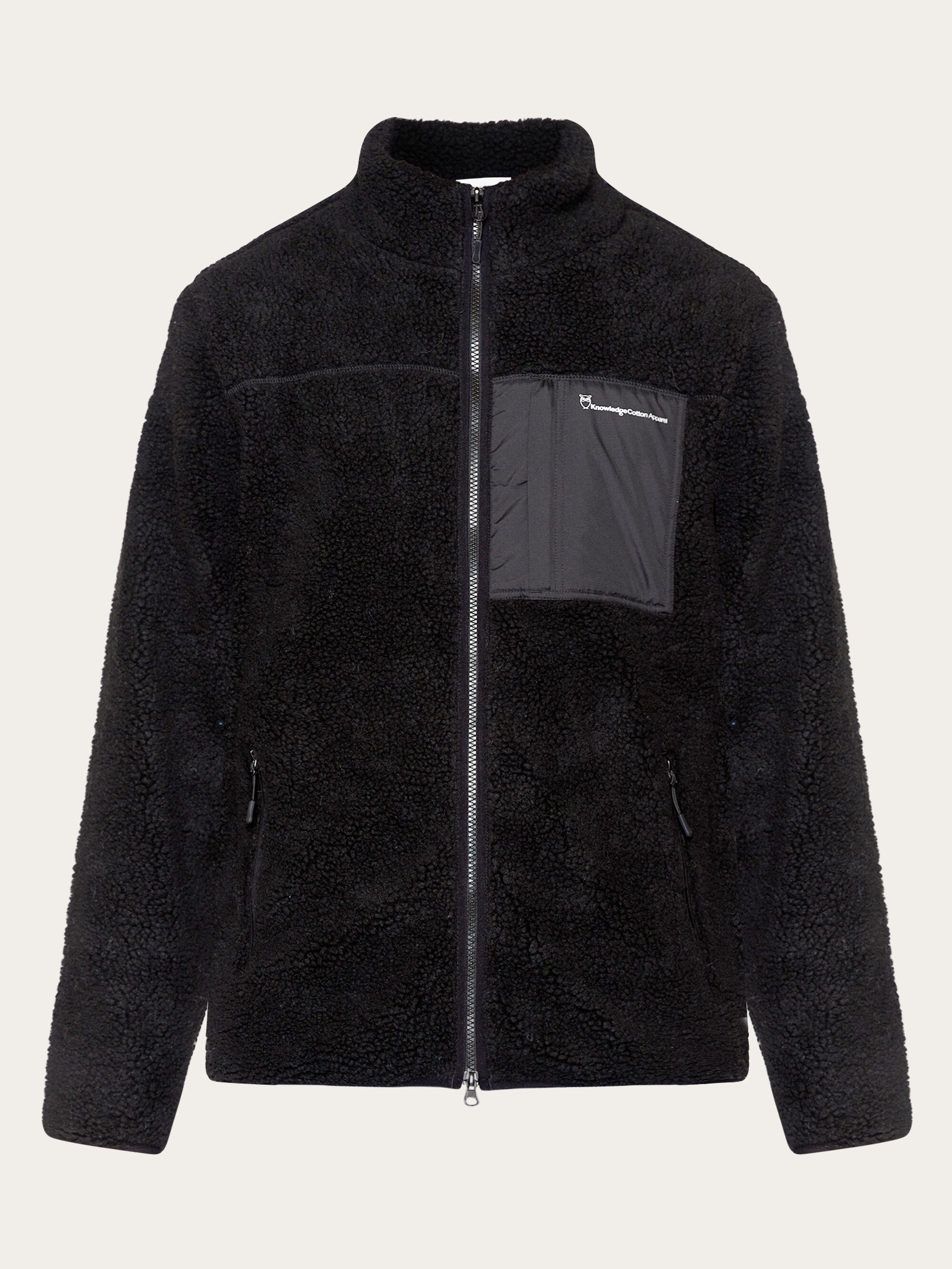 Teddy fleece zip sweat - Black Jet – KnowledgeCotton Apparel Europe